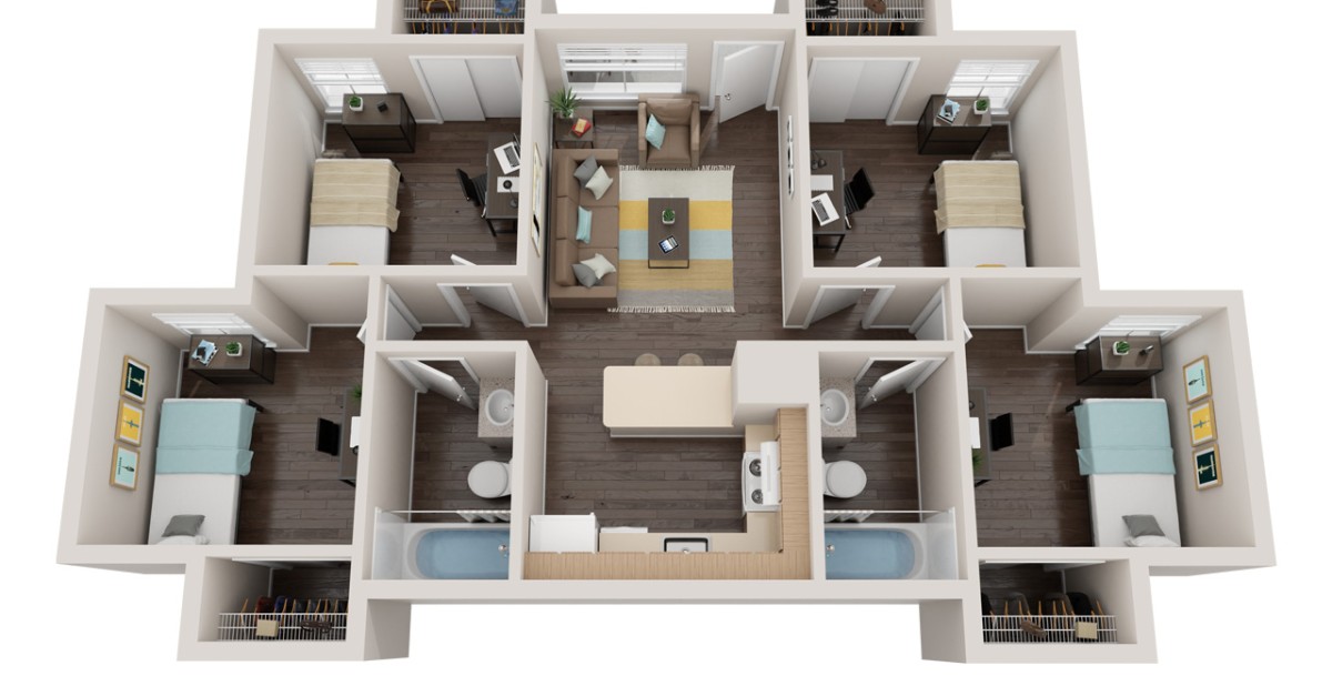 Four Bedroom, Two Bathroom - Campus Living Villages